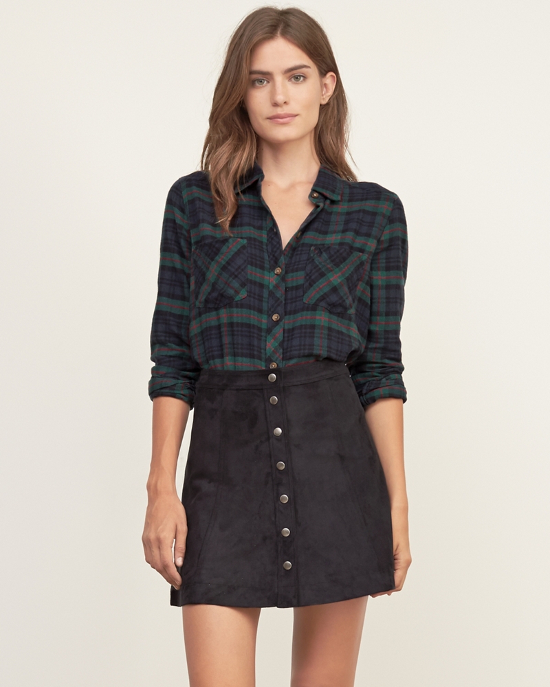 Womens Plaid Flannel Shirt Womens Tops