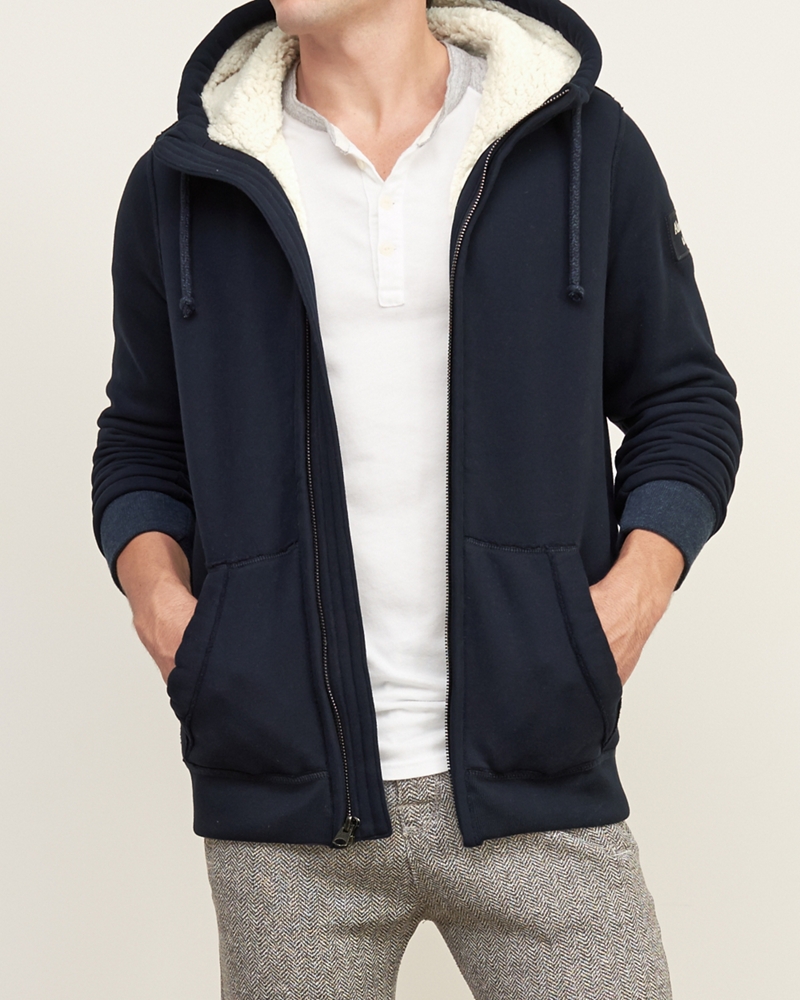 Mens Sherpa Lined Hoodie Mens Tops